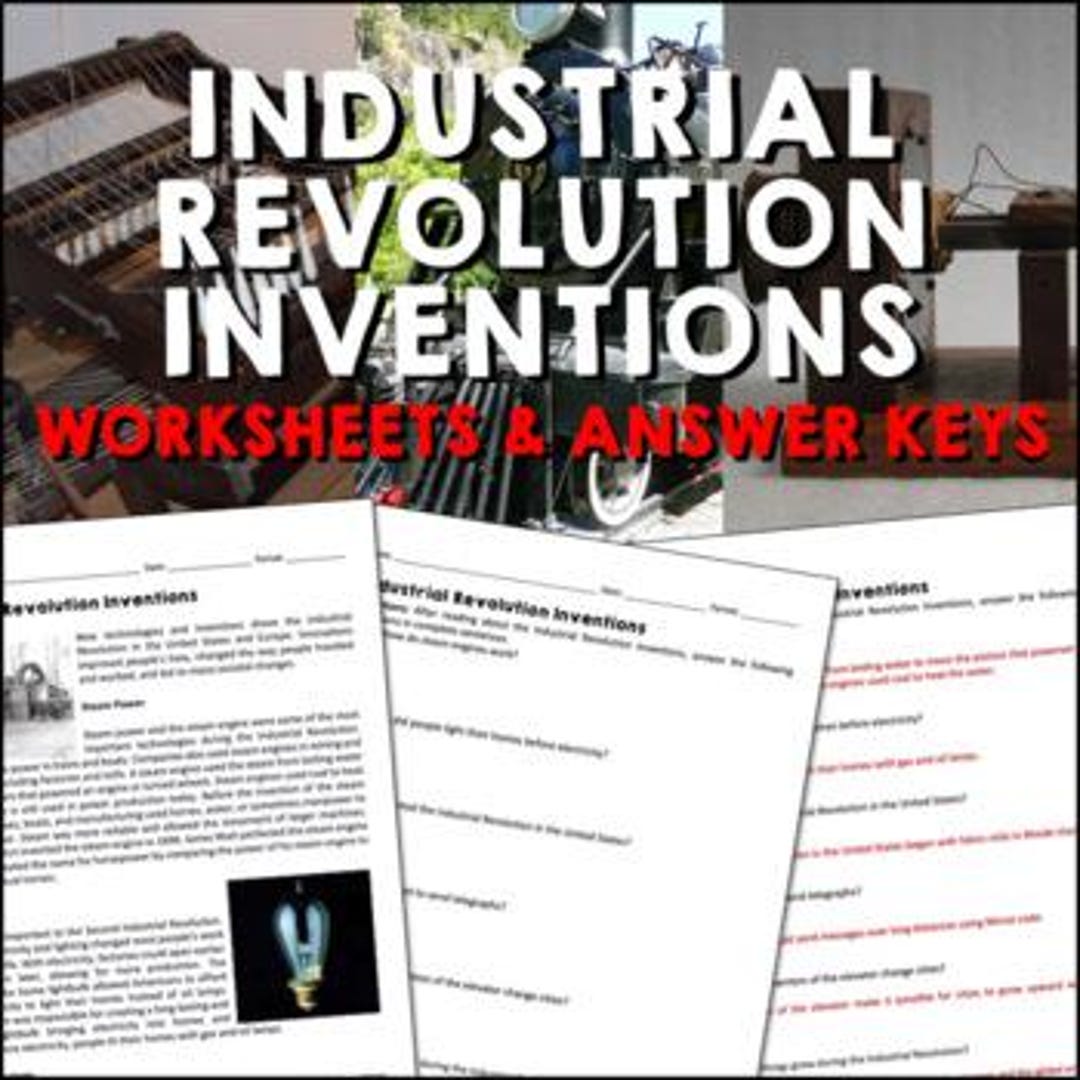 Industrial Revolution Inventions Reading Worksheets, Questions With ...