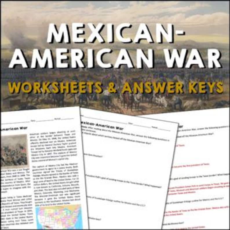 Mexican-american War Westward Expansion Reading Worksheets, Mexican ...