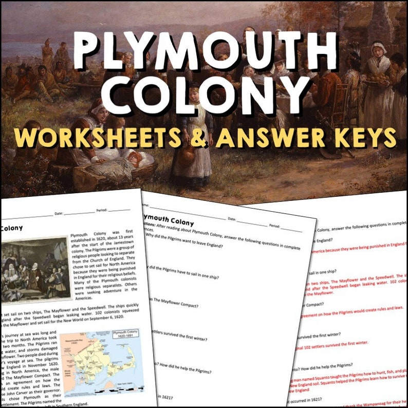 Plymouth Colony Reading Comprehension Worksheet, US History Passages ...