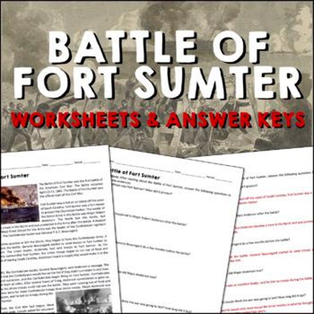 Battle of Fort Sumter Civil War Reading Comprehension Worksheets ...