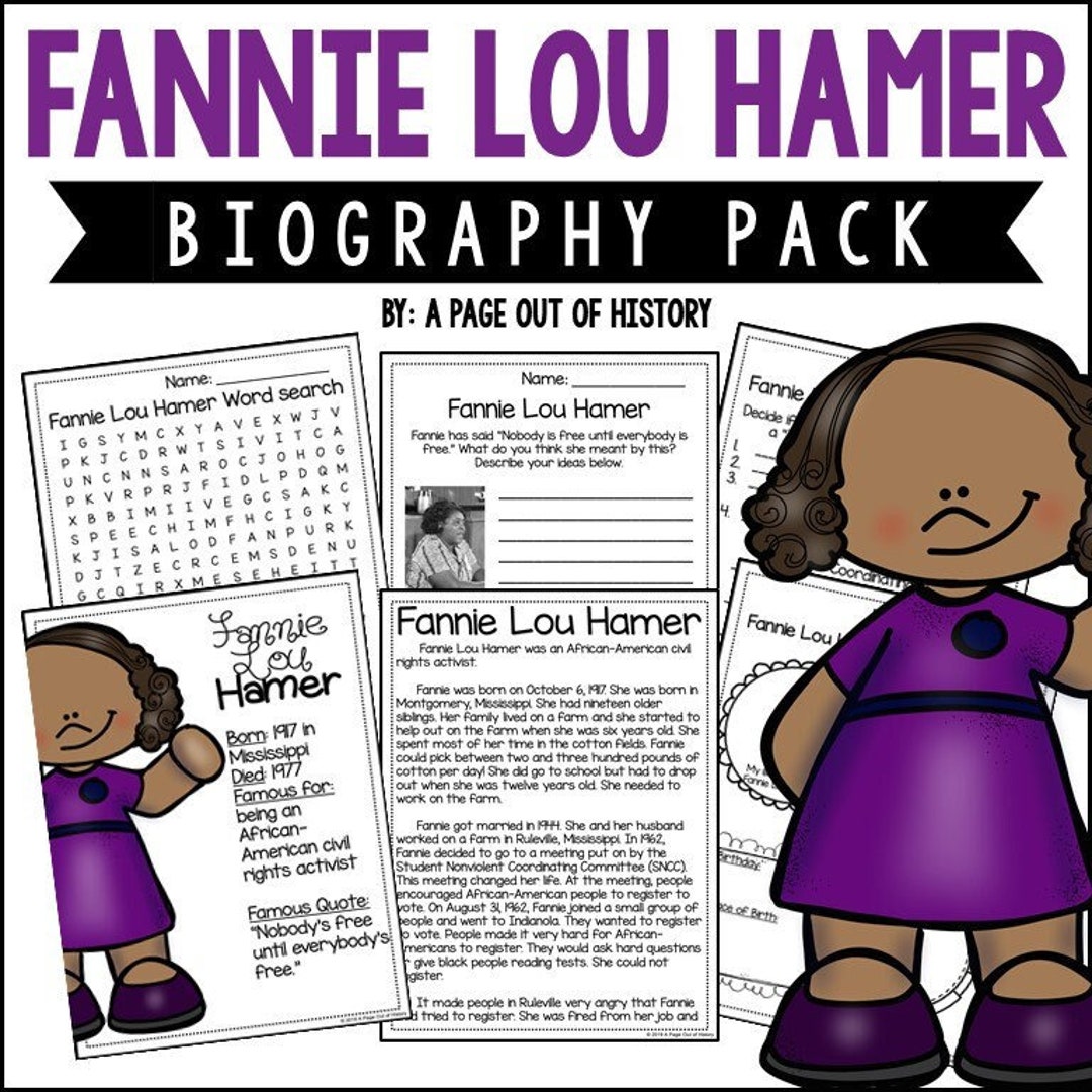 Fannie Lou Hamer Biography Unit Pack | 3-5 | Homeschool | Social ...