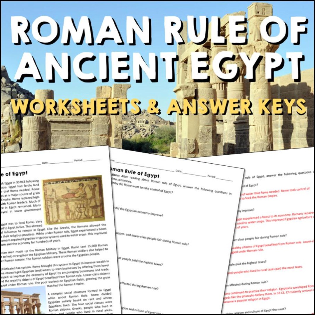 Roman Rule of Ancient Egypt Reading Passages Worksheets, Greek ...