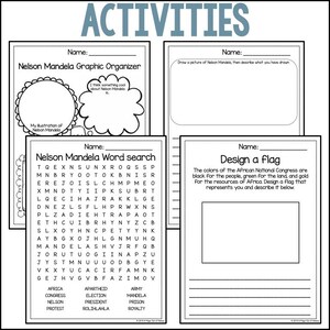 Biography Unit | Nelson Mandela Reading No Prep Comprehension, Writing ...