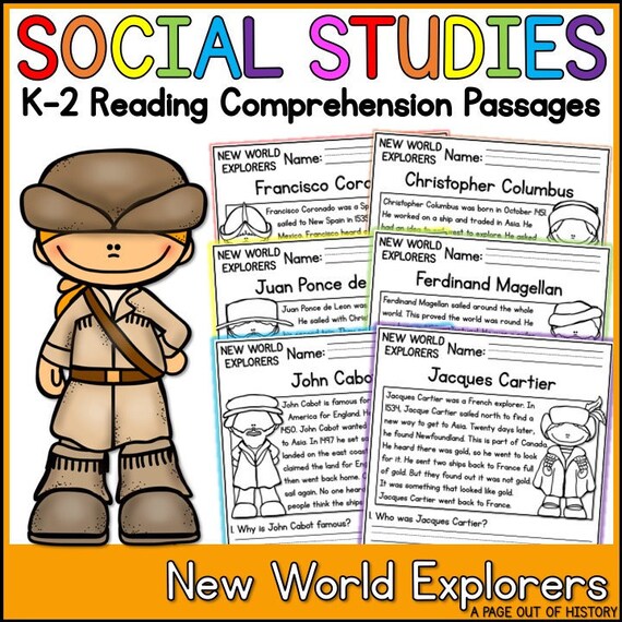 New World Explorers Reading Comprehension Passages K-2 | Etsy