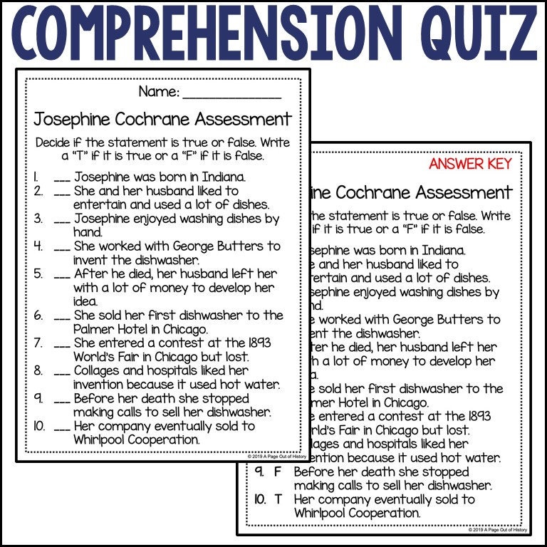 Josephine Cochrane 3rd-5th Grade Biography Unit | Reading Passage ...