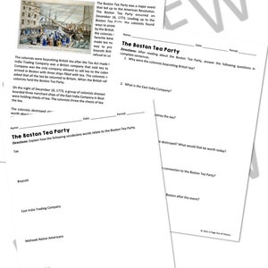 Boston Tea Party Reading Worksheets and Answer Keys | 6-12 | Homeschool ...