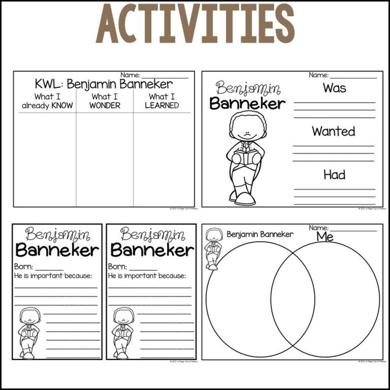 Benjamin Banneker Biography Unit Pack | 3-5 | Homeschool | Social ...