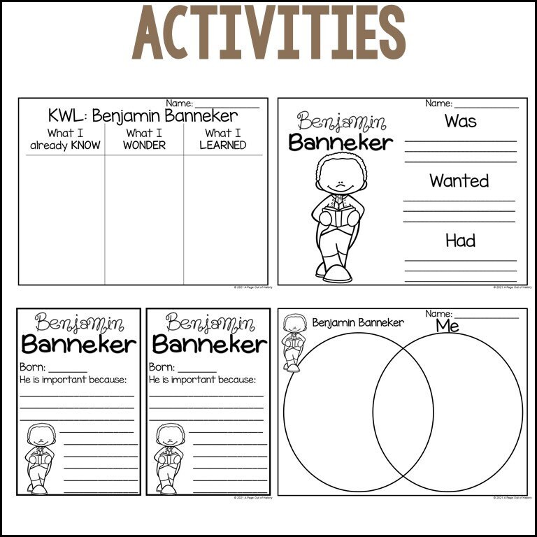 Benjamin Banneker Biography Unit Pack | 3-5 | Homeschool | Social ...