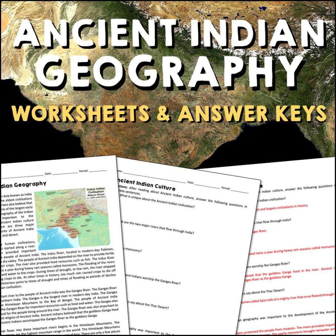 Geography of Ancient India Reading Worksheets and Answer Keys - Etsy
