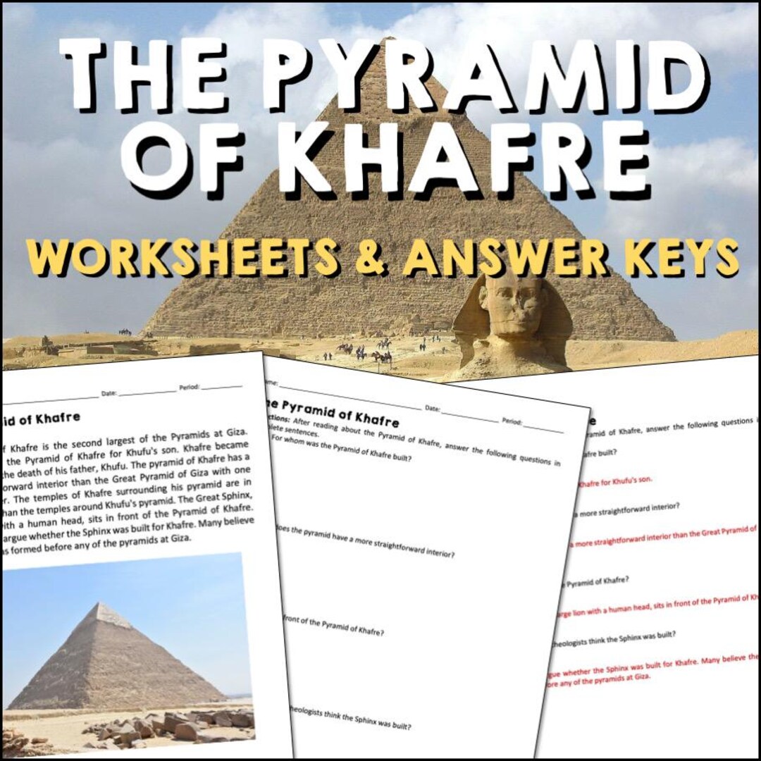 The Pyramid of Khafre Reading Practice Worksheets, Kids Activity Book ...