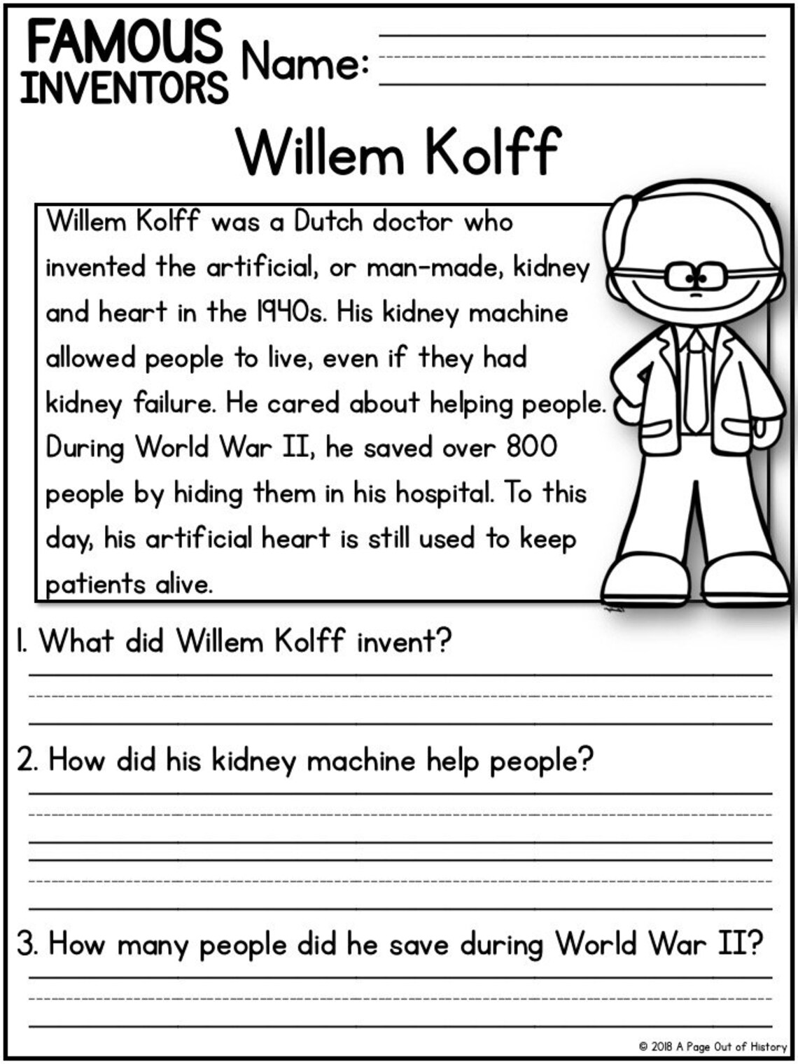 Famous Inventors Reading Comprehension Passages K-2 Homeschool | Etsy