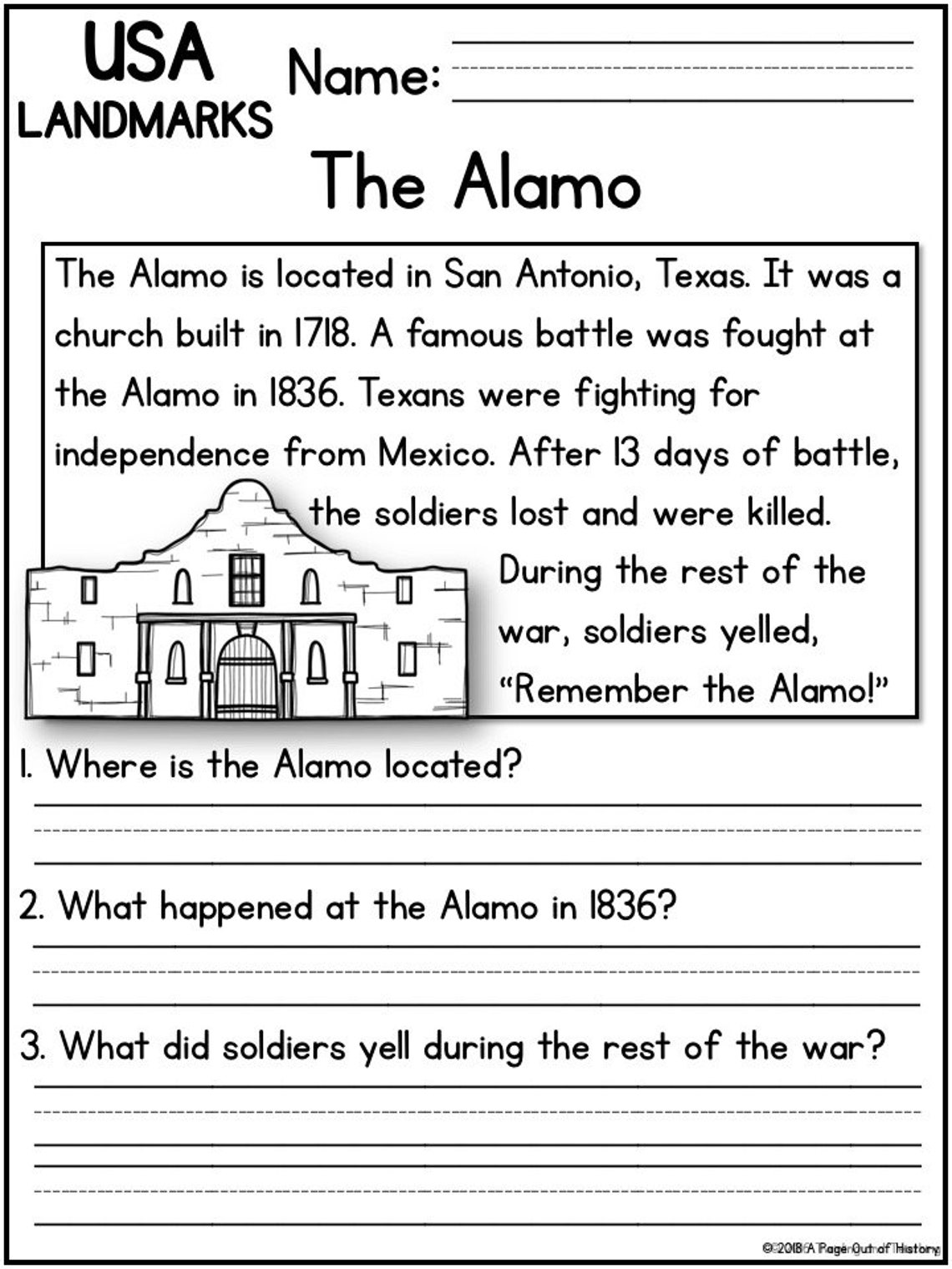 United States Landmarks Reading Comprehension Passages K-2 | Etsy