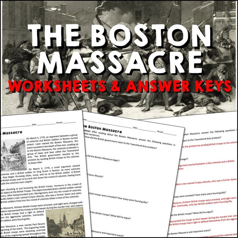 Boston Massacre Reading Worksheets and Answer Keys | 6-12 | Homeschool ...
