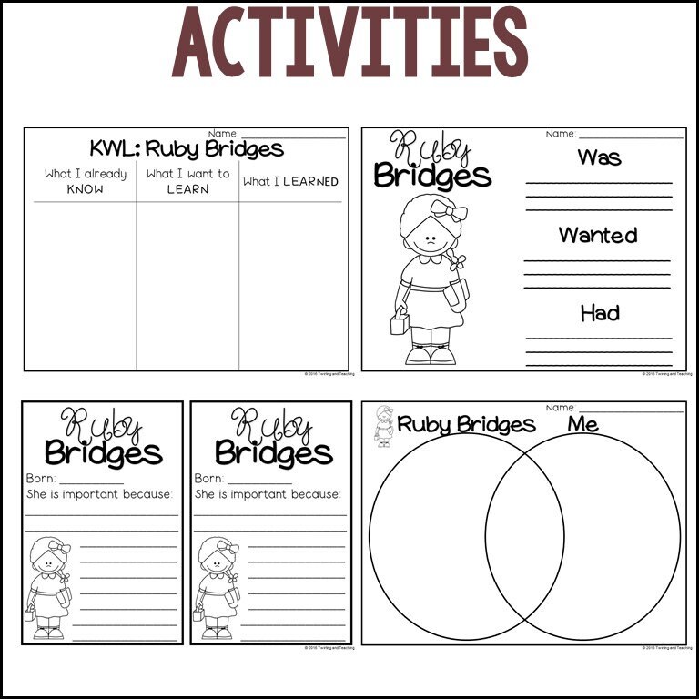 Ruby Bridges Biography Unit Pack | 3-5 | Homeschool | Social Studies ...