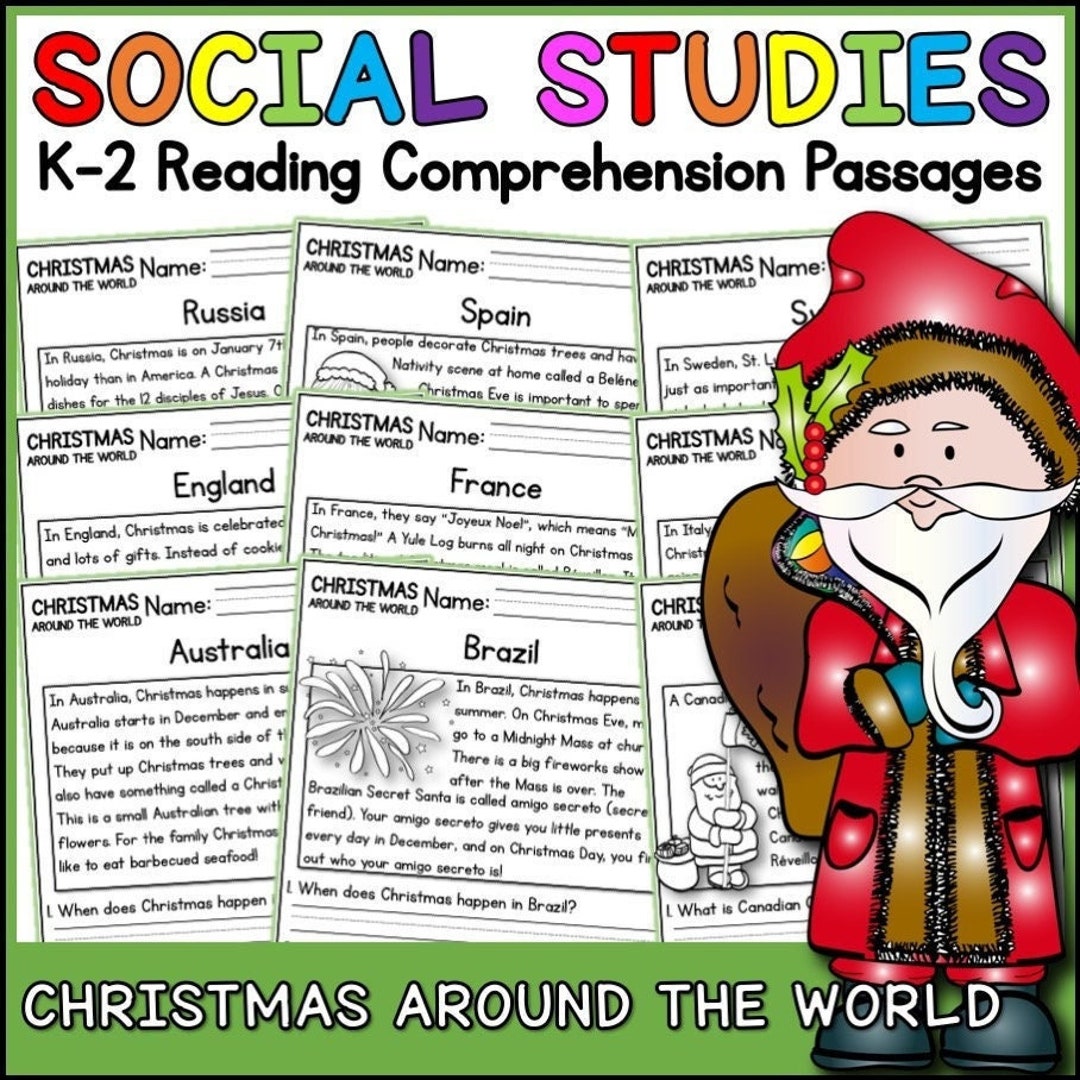K-2 Reading Comprehension 1st 2nd Grade Pages, Christmas Around the ...