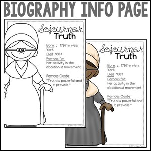 Sojourner Truth Biography Unit Pack | 3-5 | Homeschool | Social Studies ...