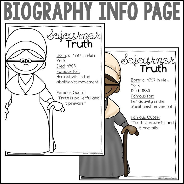 Sojourner Truth Biography Unit Pack | 3-5 | Homeschool | Social Studies ...