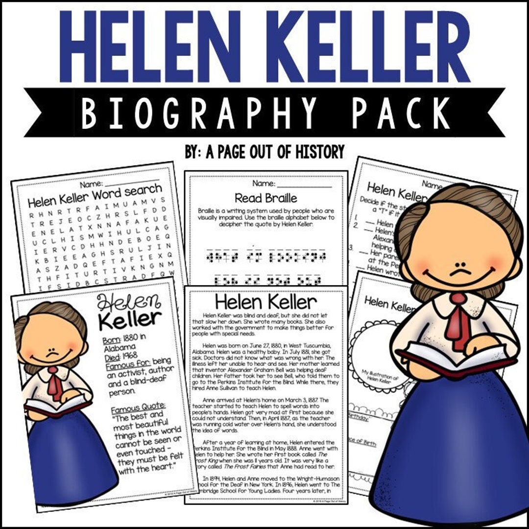 Helen Keller Biography Unit Pack | 3-5 | Homeschool | Social Studies ...