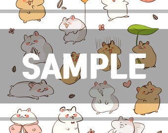 Sushi Dwarf Hamsters Sticker Pack. Hamster Decals, Hamster Cage ...