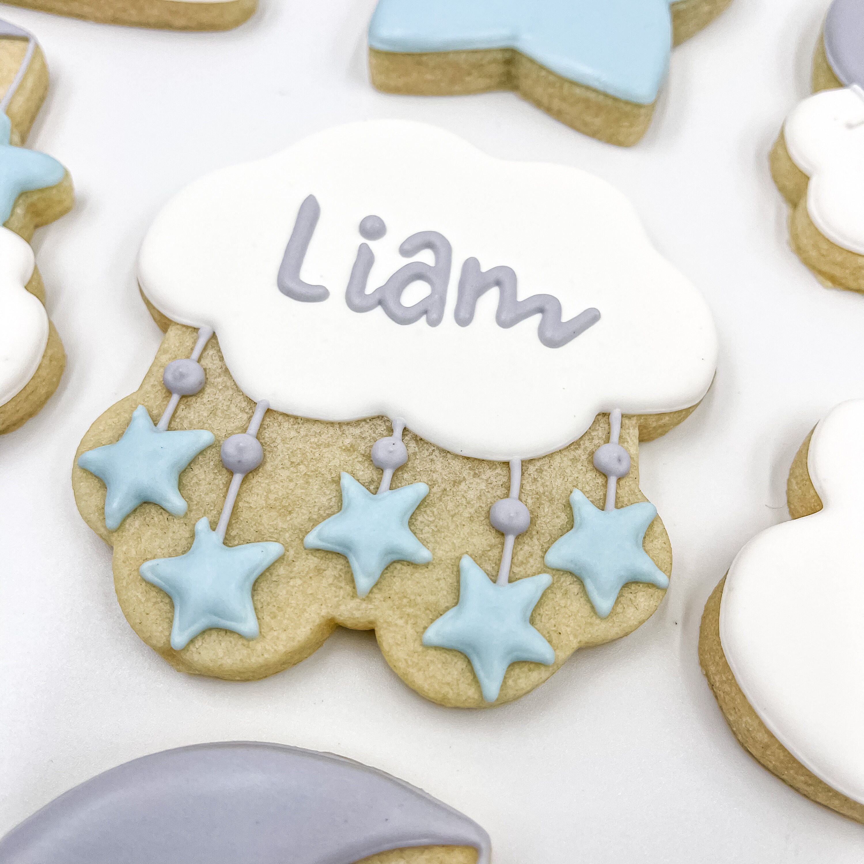 Custom Moon, Clouds, Stars Cookies, Royal Icing, One Dozen - Etsy