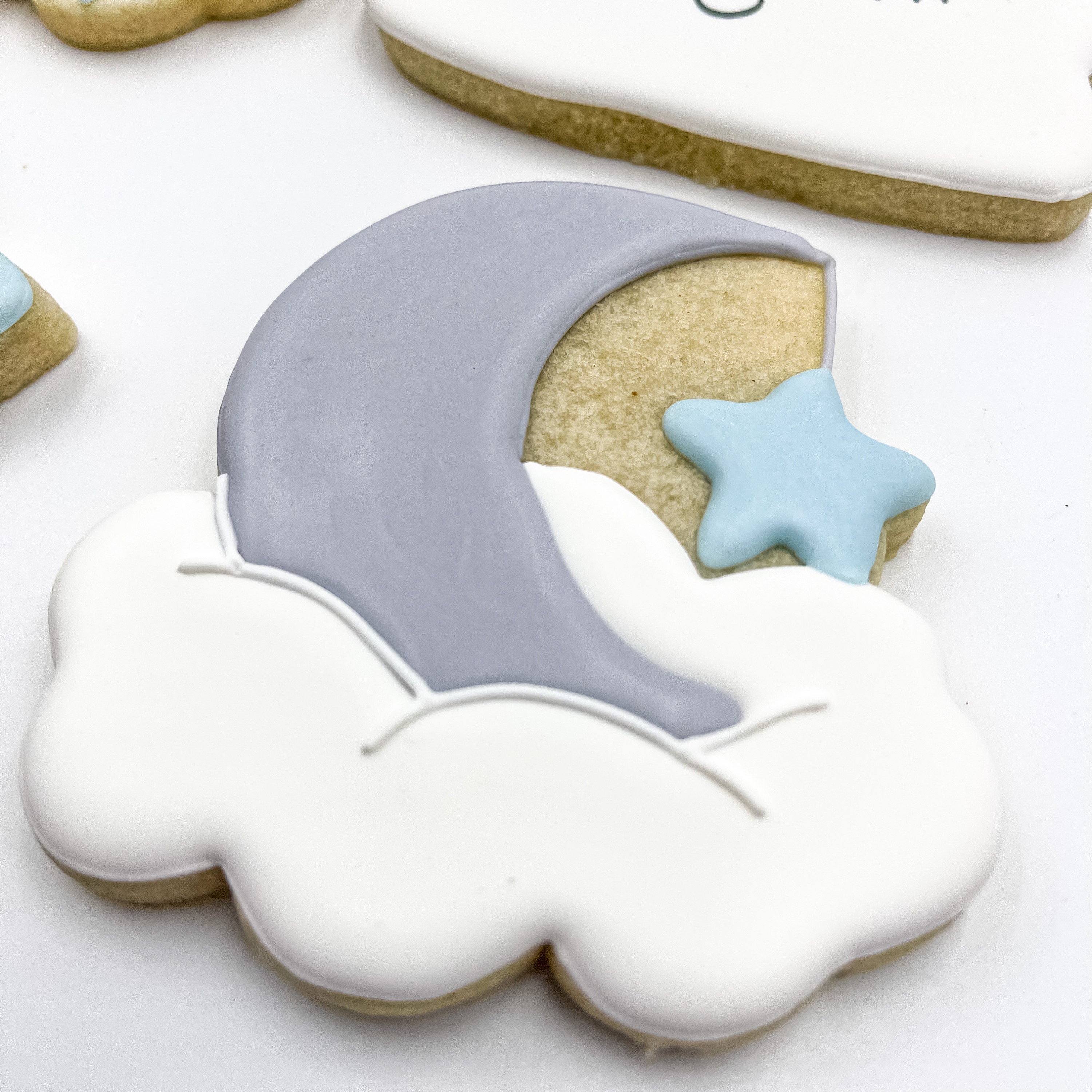Custom Moon, Clouds, Stars Cookies, Royal Icing, One Dozen - Etsy