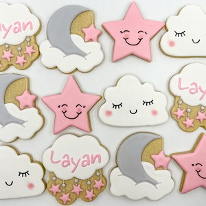 Moon, Clouds and Stars Cookies, One Dozen Cookies, Custom Moon, Clouds ...