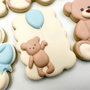 Bear Baby Sugar Cookies, One Dozen Cookies, Custom Bear With Balloons ...