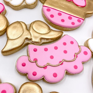 Minnie Mouse Pink and Gold Cookies, One Dozen Cookies, Custom Minnie ...
