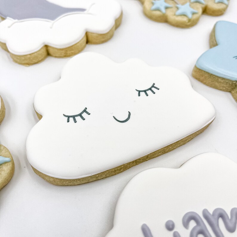 Custom Moon, Clouds, Stars Cookies, Royal Icing, One Dozen - Etsy