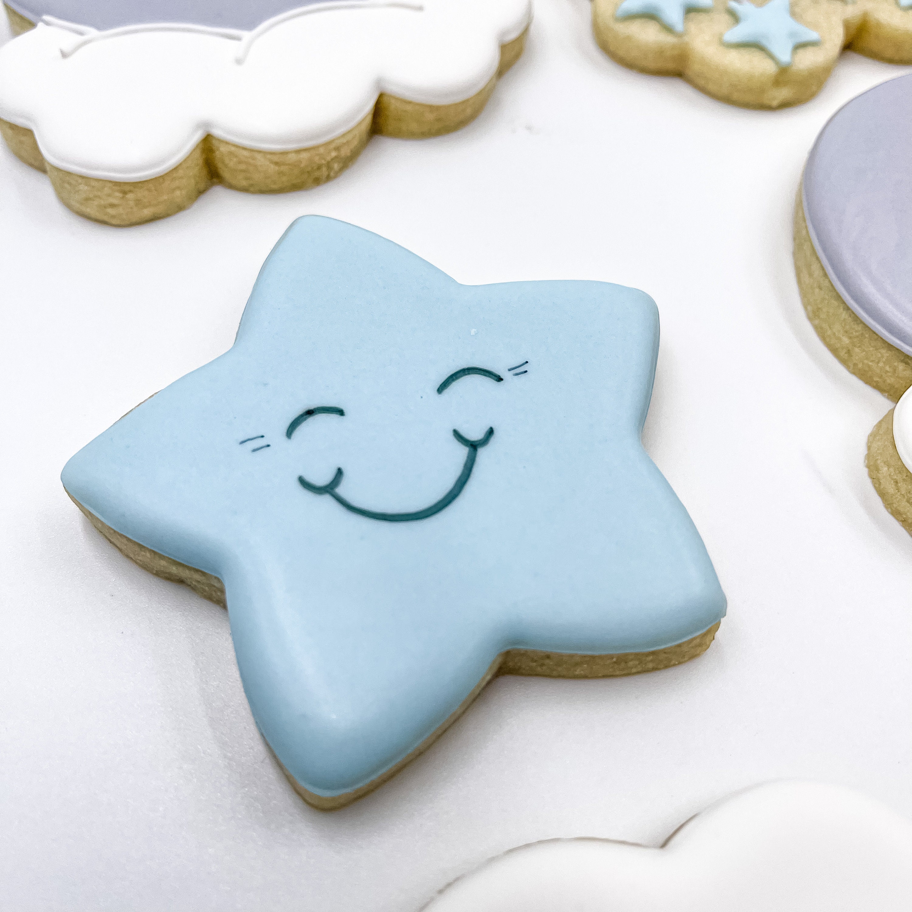 Custom Moon, Clouds, Stars Cookies, Royal Icing, One Dozen - Etsy