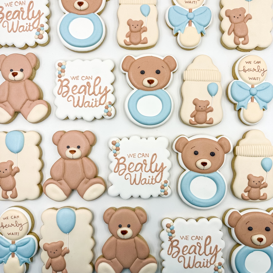 Bear Baby Sugar Cookies, One Dozen Cookies, Custom Bear With Balloons ...