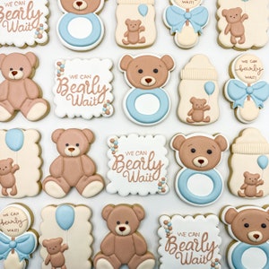 Bear Baby Sugar Cookies, One Dozen Cookies, Custom Bear With Balloons ...