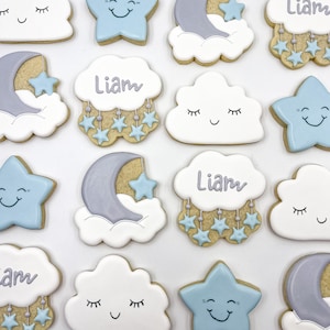 Moon, Clouds and Stars Cookies, One Dozen Cookies, Custom Moon, Clouds ...