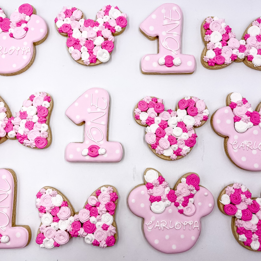Minnie Mouse Flowers Cookies, One Dozen Cookies, Custom Minnie Mouse ...