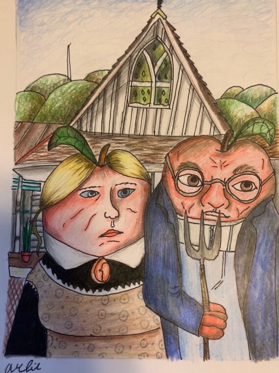 American Gothic Parody Drawing