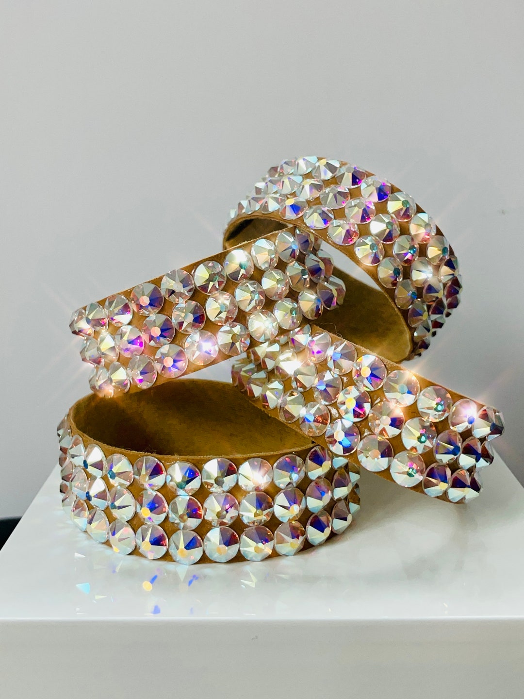 Single Large Stone Crystal AB Rhinestone Cuff Bracelet - Etsy