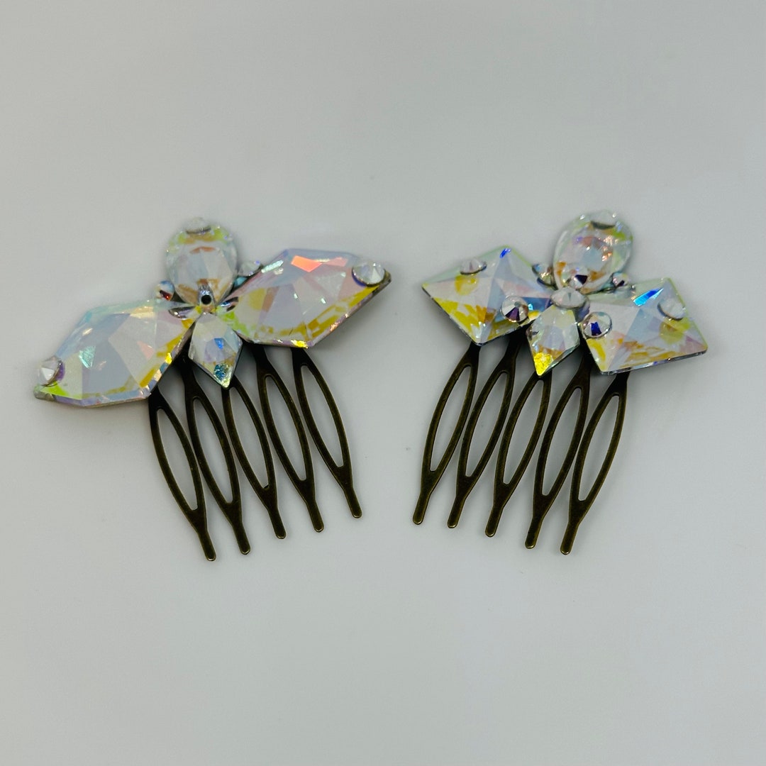 Crystal AB Rhinestone Hair Combs Multiple Styles Available - Etsy