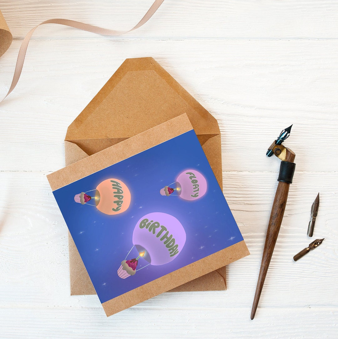 Happy Floaty Birthday Greeting Card Birthday, Muffins, Candles, Choco ...