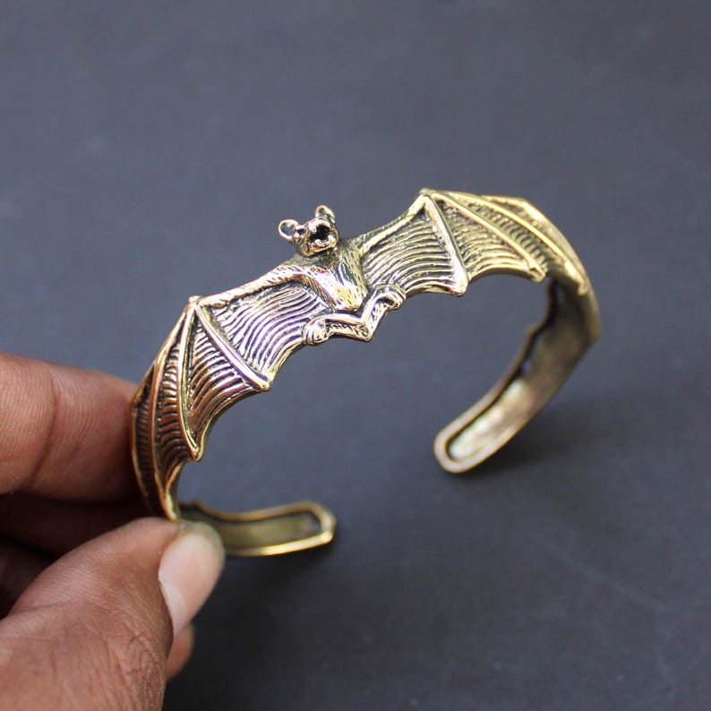 Brass Bat Cuff Bracelet Handmade Bangles Halloween Jewelry Brass ...