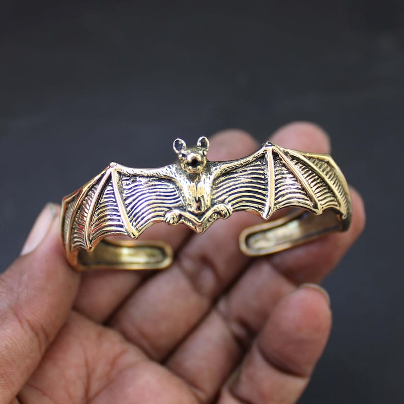 Brass Bat Cuff Bracelet Handmade Bangles Halloween Jewelry Brass ...