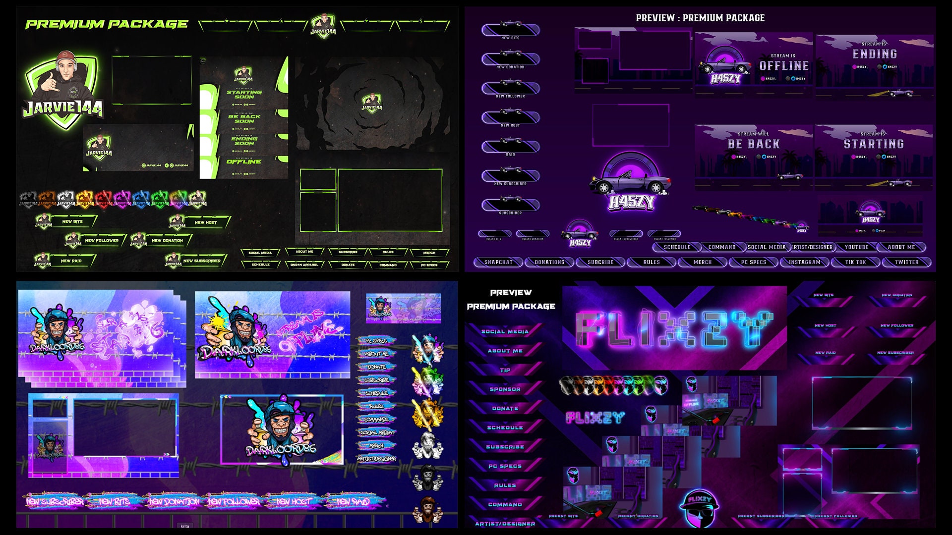 Custom Streaming Package for Twitch, Youtube - Animated Screens ...