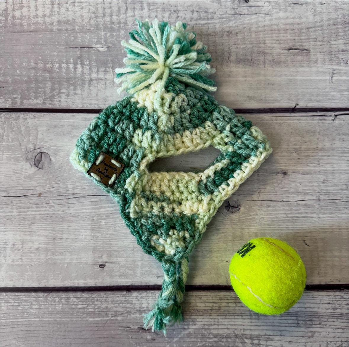 Handmade Crochet Dog Beanie: Winter Pompom Hat With Braided Tie - Etsy