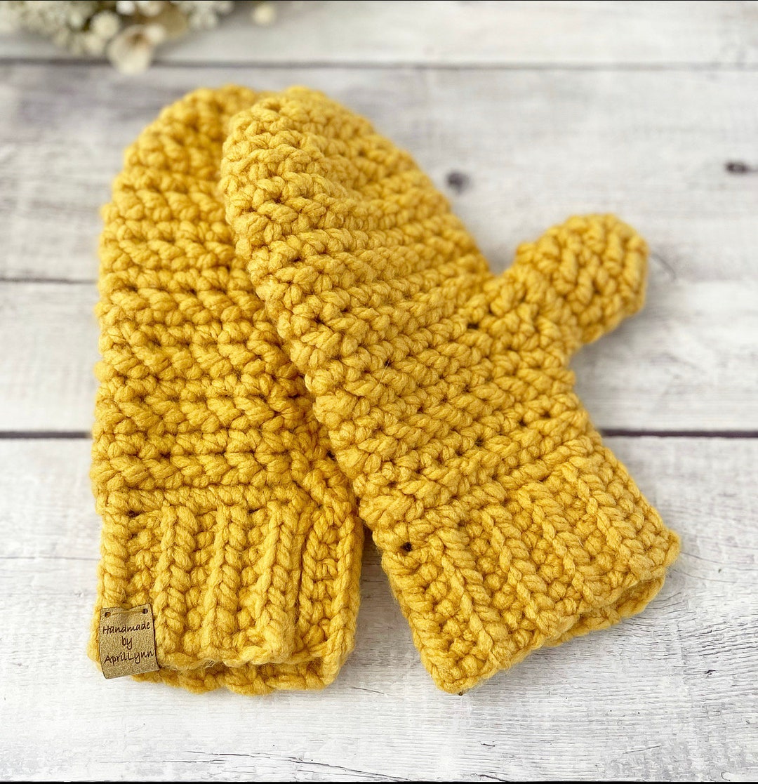 Handmade Knit Mittens: Chunky Crochet Winter Gloves - Etsy