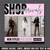 Pink Restocked Instagram Template, Boutique Flyer, Canva Template ...