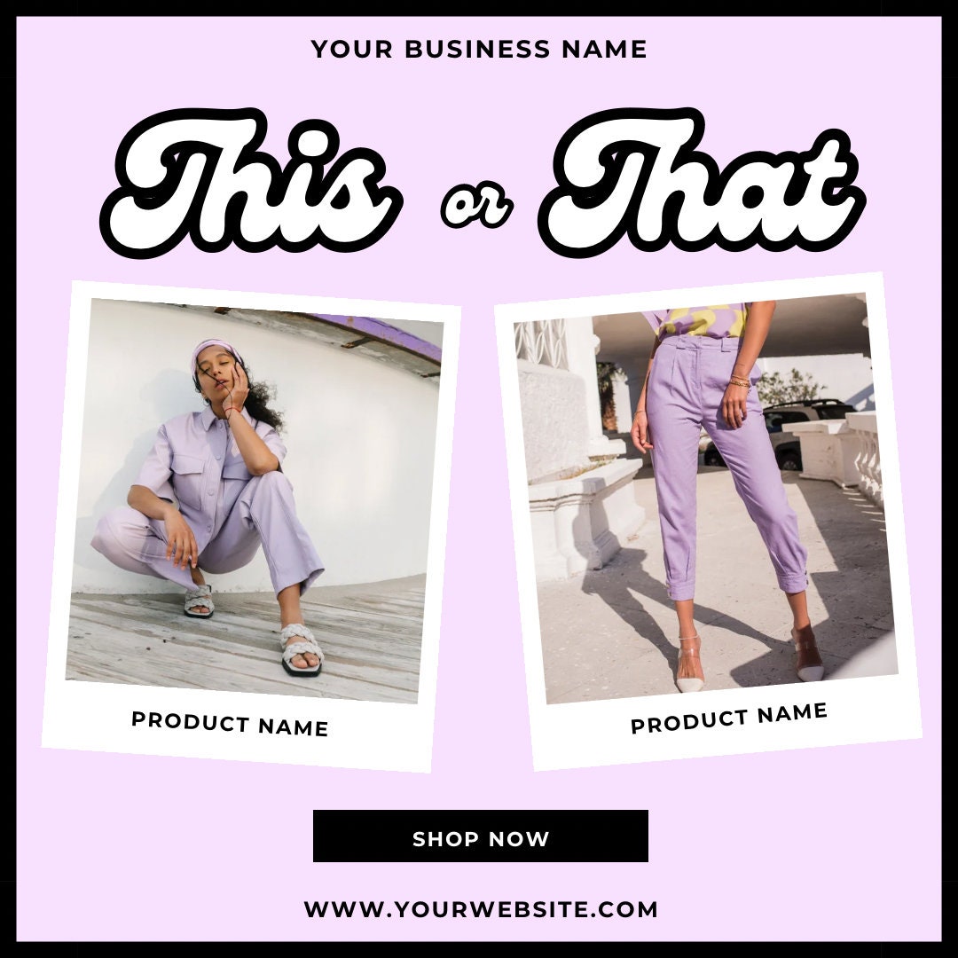 This or That Purple Lavender Boutique Flyer, Clothing Fashion Template, Custom DIY Premade ...