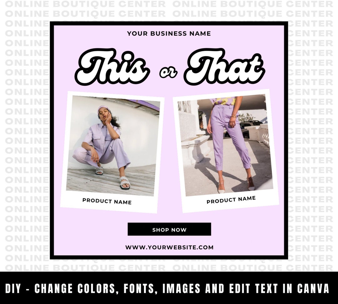 This or That Purple Lavender Boutique Flyer, Clothing Fashion Template, Custom DIY Premade ...