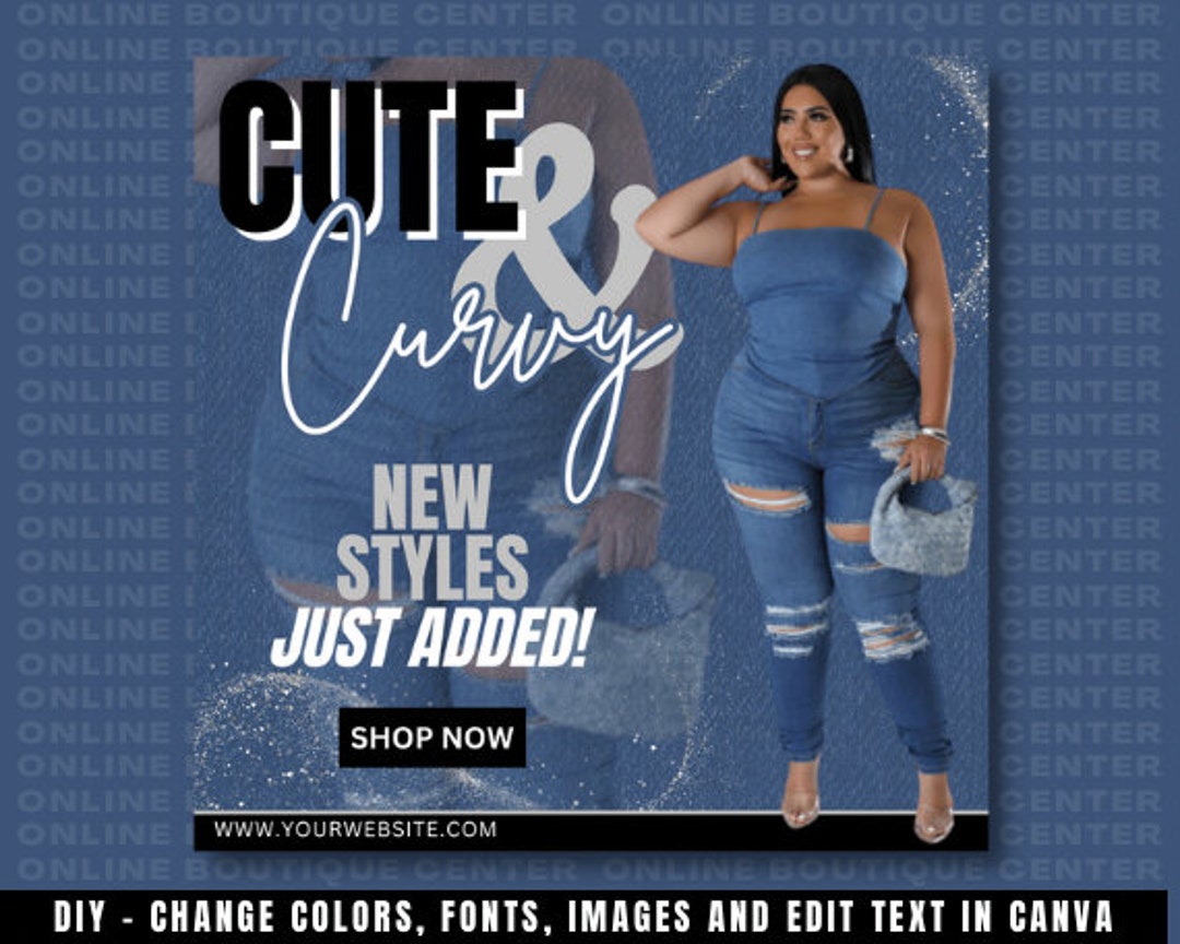 DIY Plus Size Blue Denim New Arrivals Flyer Template, Instagram Flyer ...
