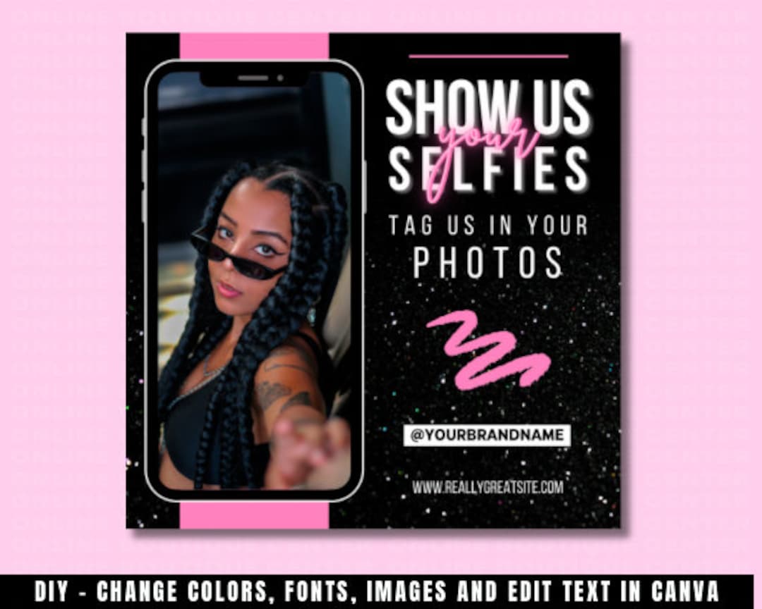 Pink Black and White Tag Us Flyer, Canva Template, Boutique Flyer, DIY ...