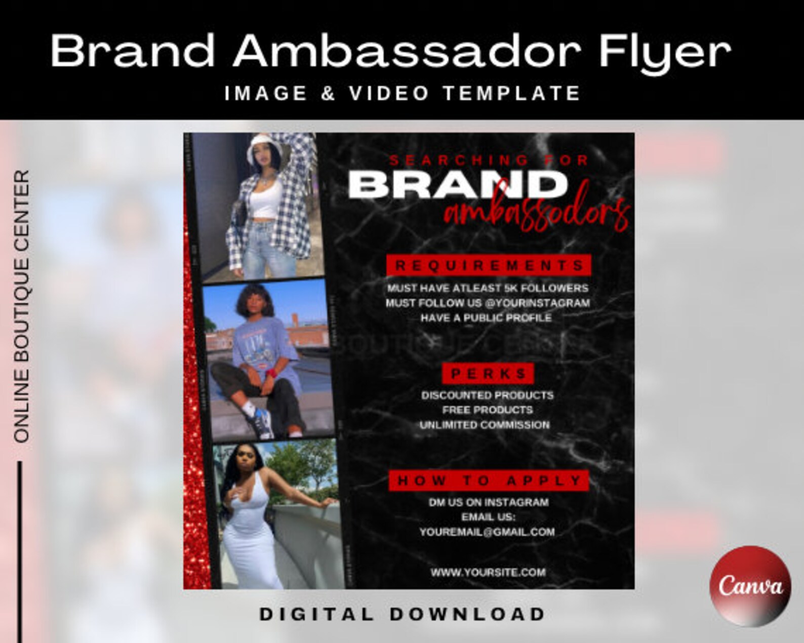 Brand Ambassador Flyer Template for Boutiques Hair Business - Etsy