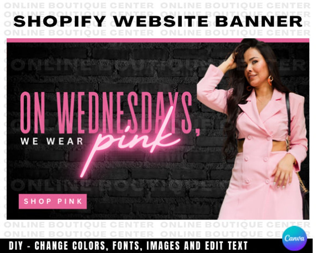 DIY Pink Fashion Boutique Website Banners, Canva Template, Shopify ...